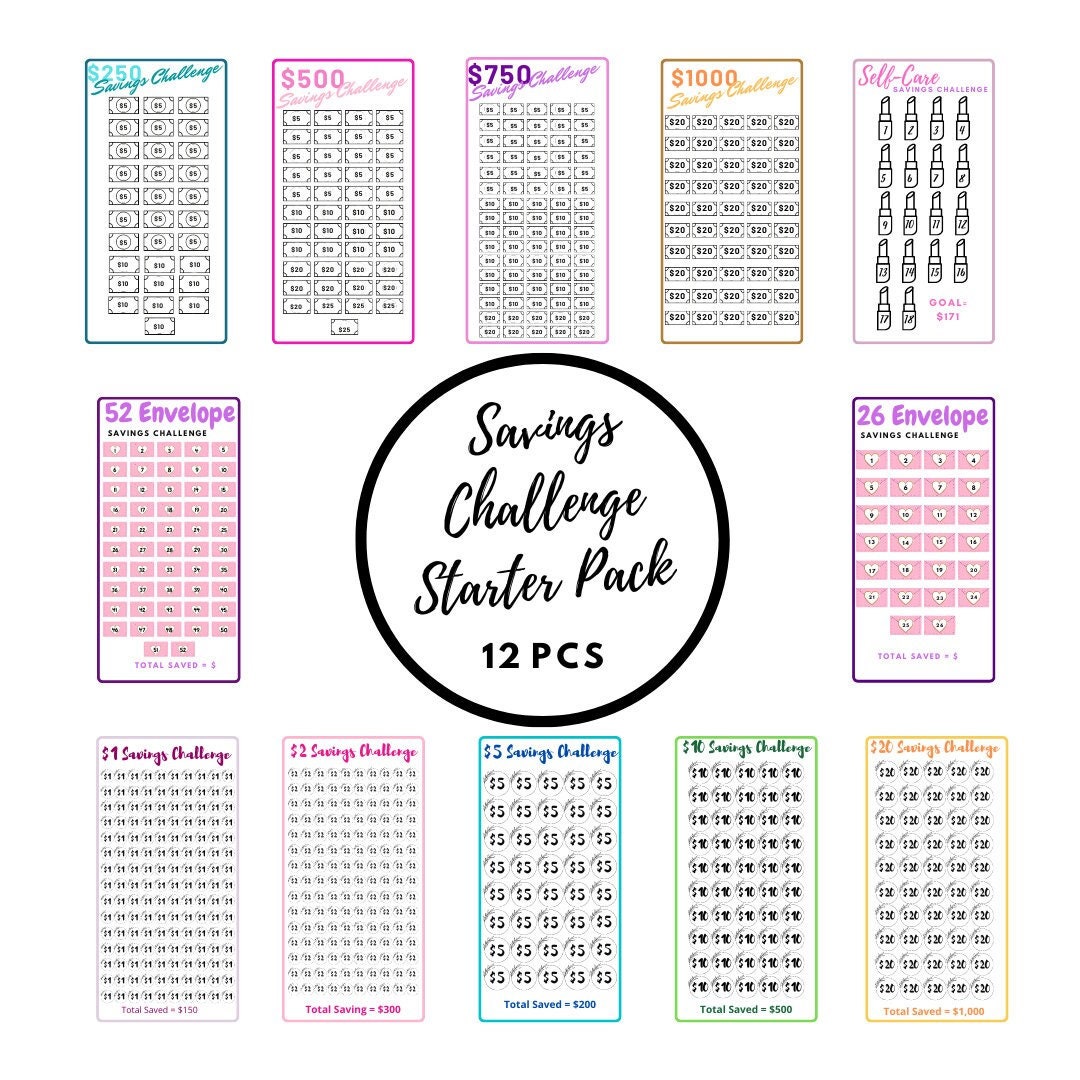 A6 Savings Challenge Starter Pack 12 PCS - Etsy