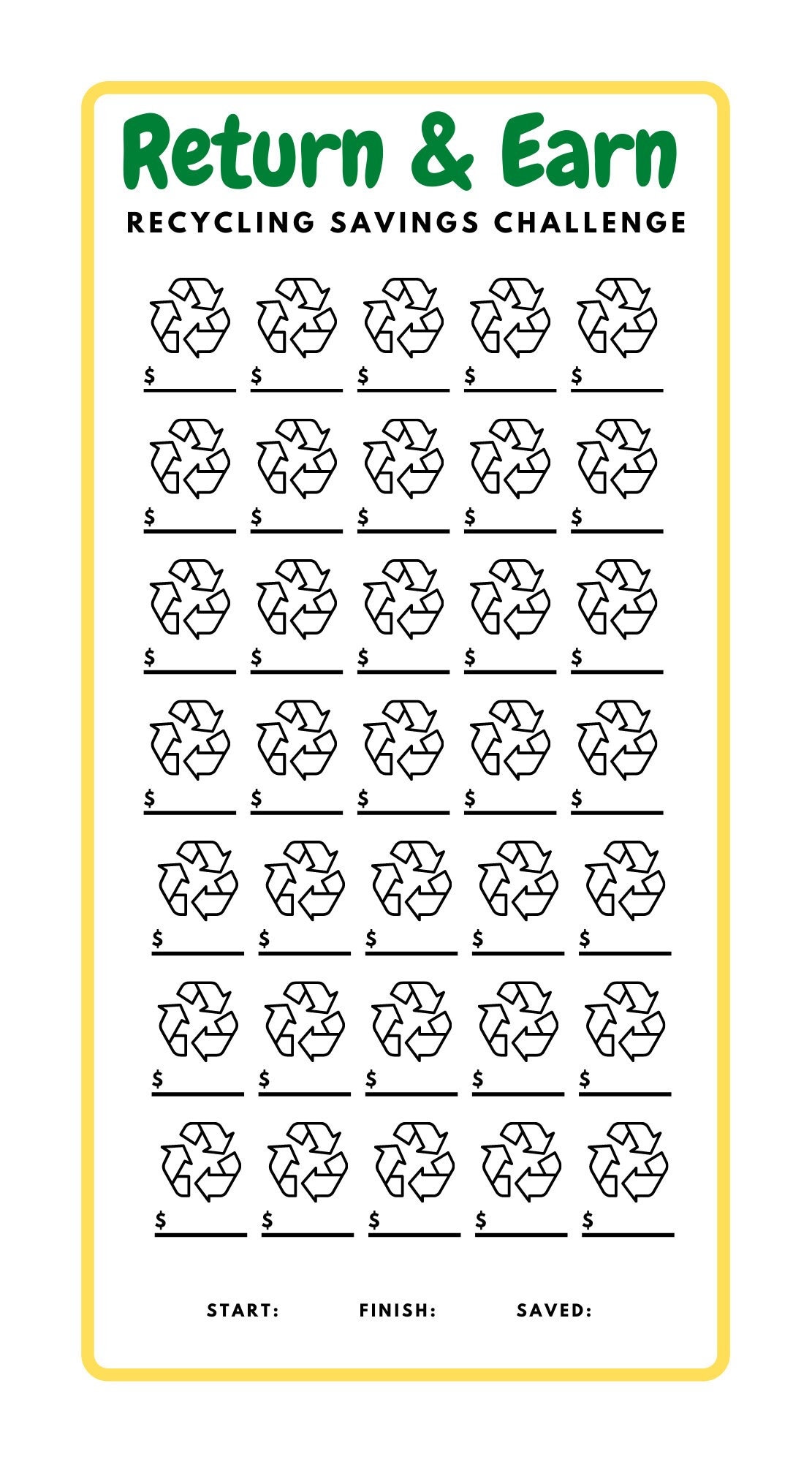 A6 Return & Earn Recycling Savings Challenge - Etsy