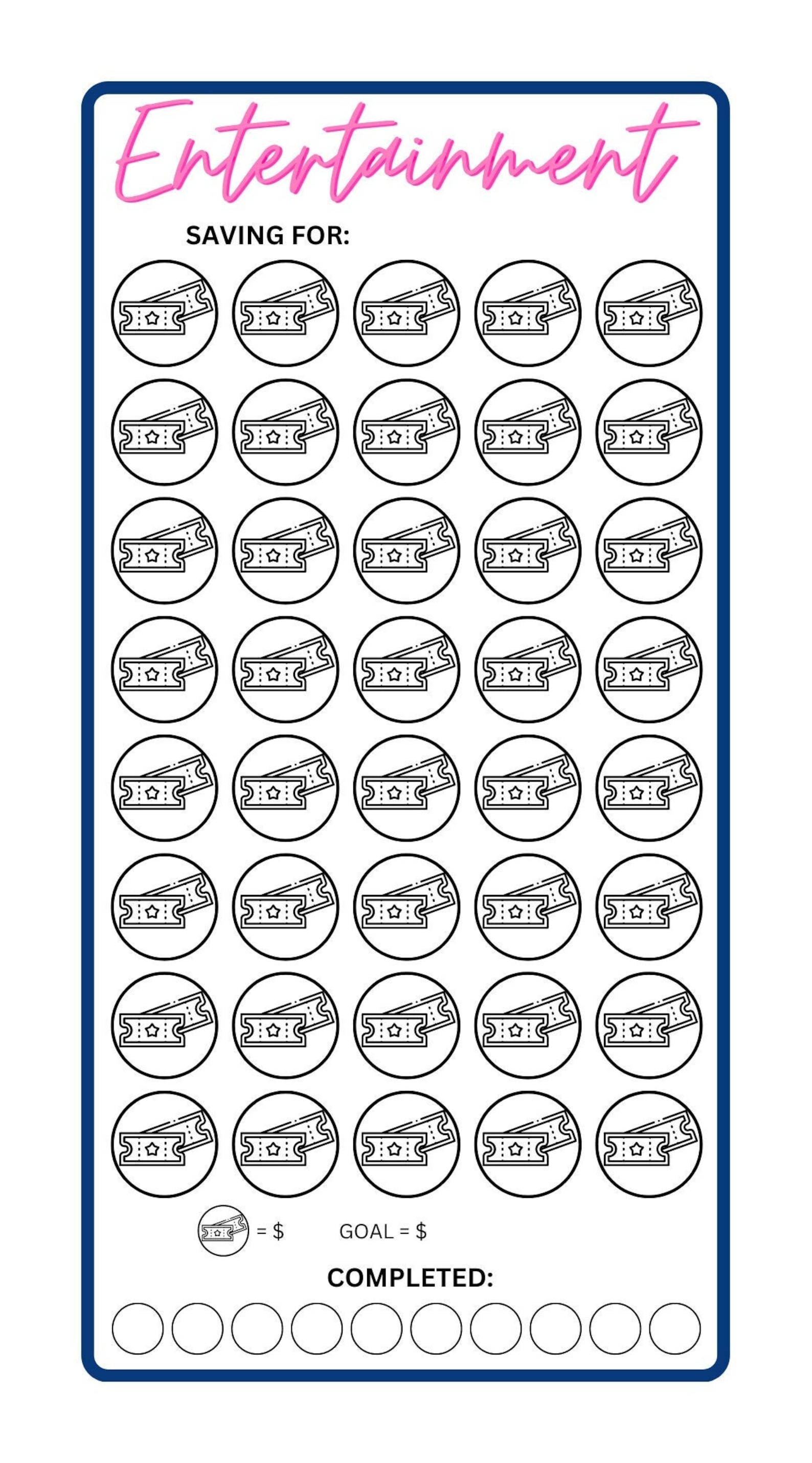 A6 Entertainment Savings Challenge - Etsy