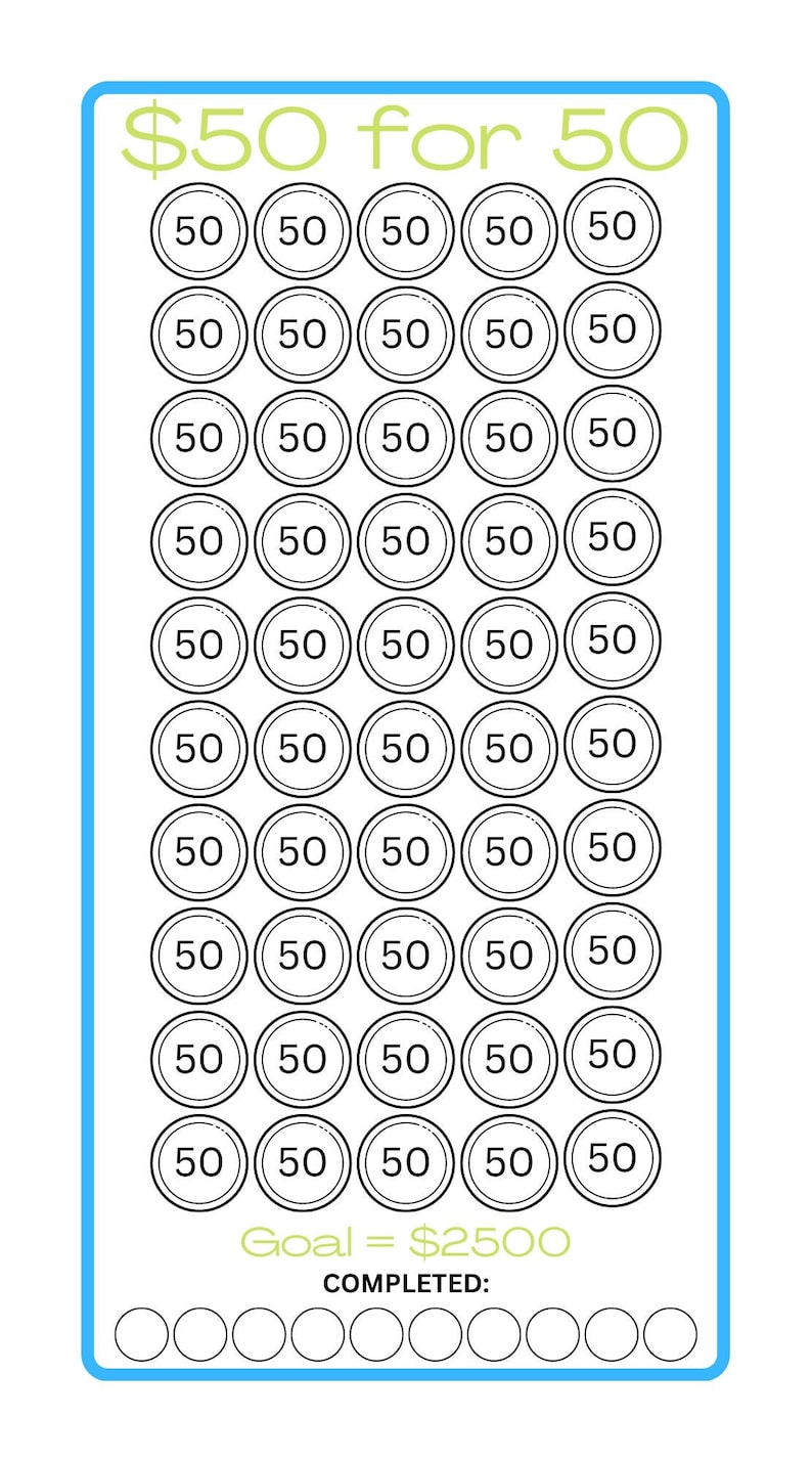 50 Dollar for 50 Savings Challenge - Etsy