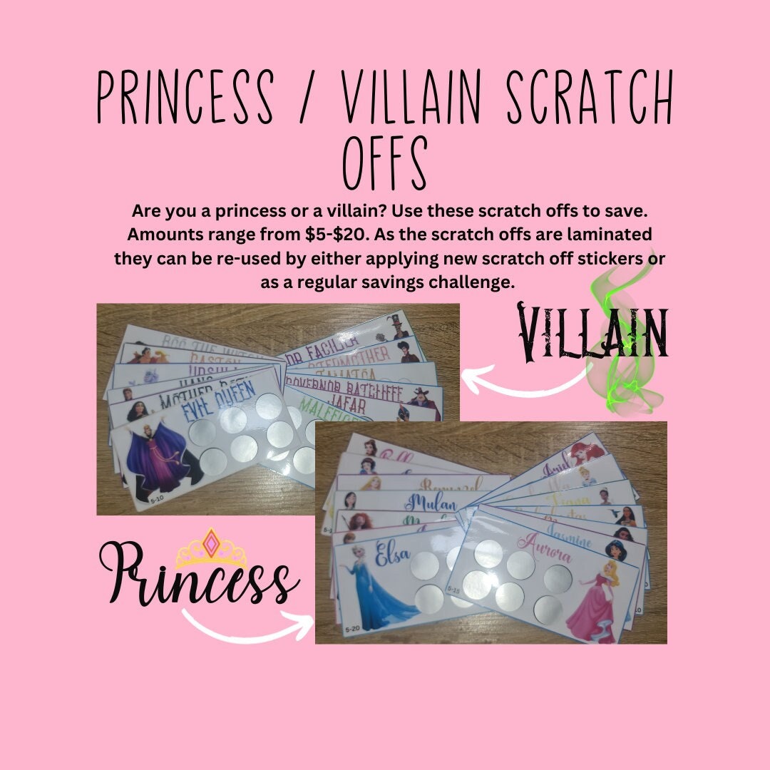 Princess and Villain Scratch off | Savings Challenge | Sinking Funds ...