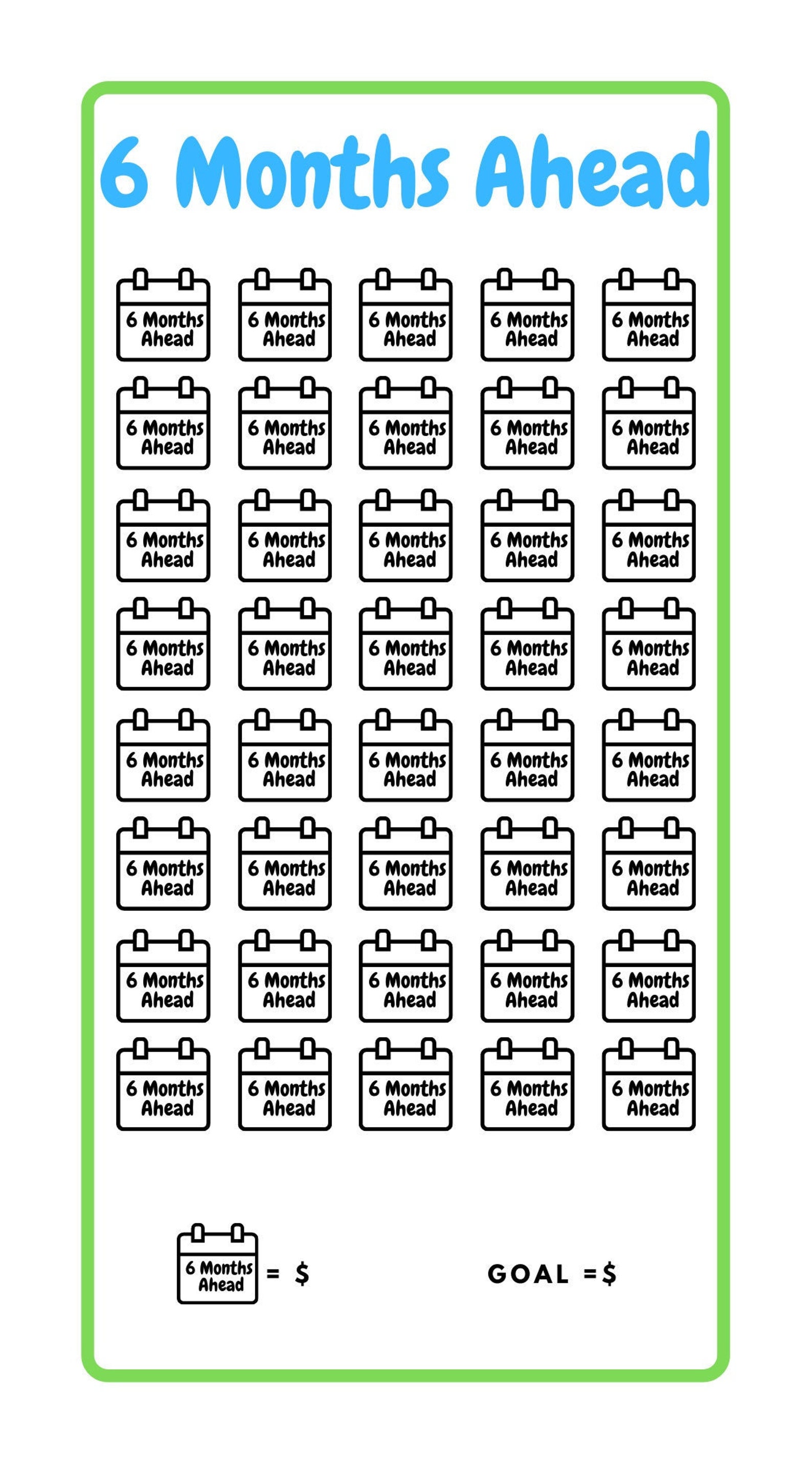 6 Months Ahead Savings Tracker - Etsy