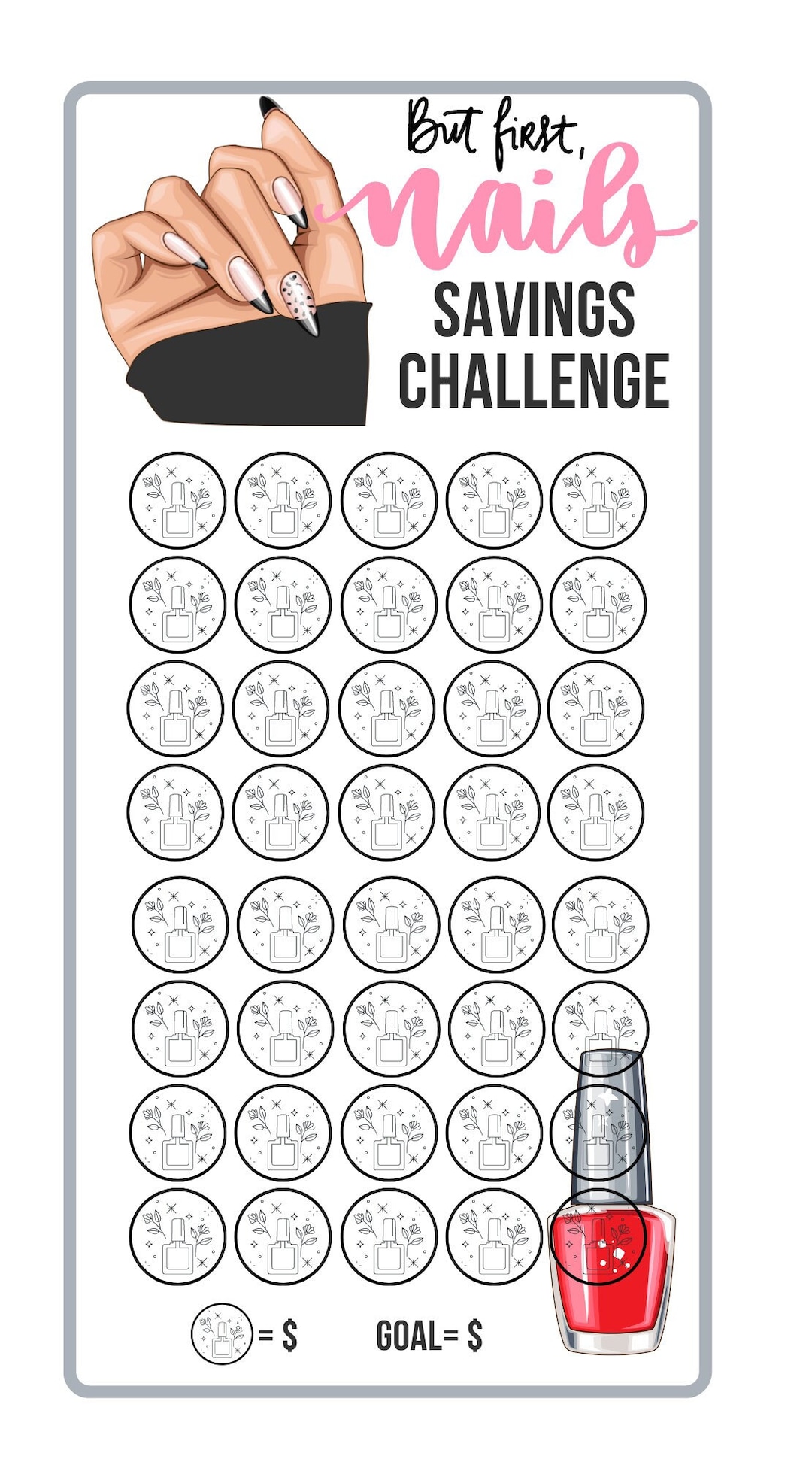 A6 Nails Savings Challenge - Etsy