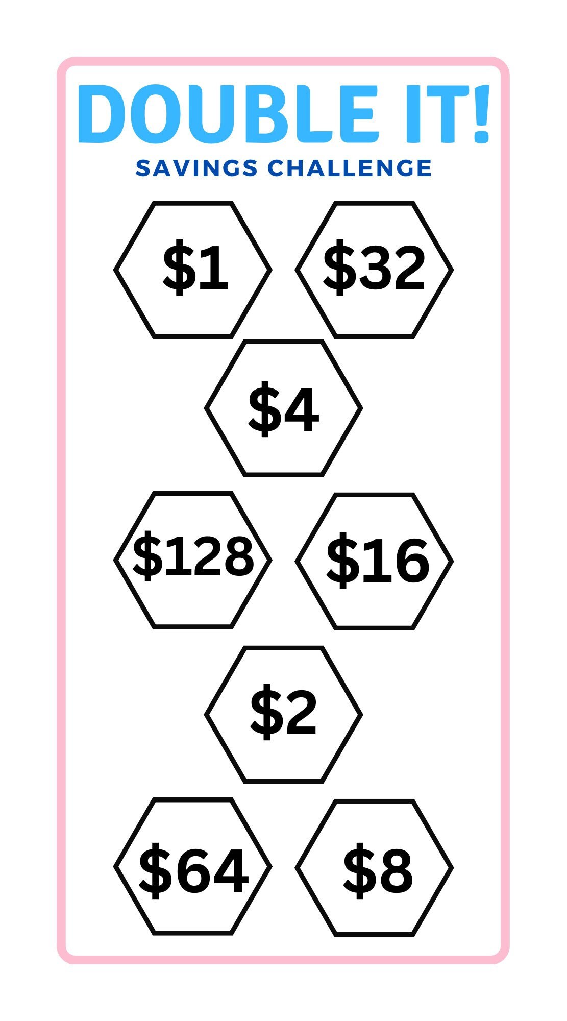 A6 Double up Savings Challenge - Etsy