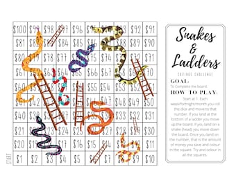 Snakes and Ladders Savings Game Cash Envelope US Letter - Etsy