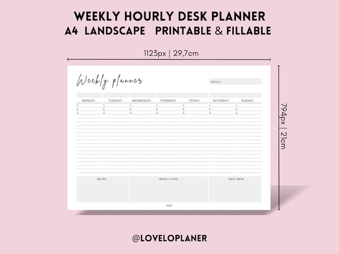 Weekly Hourly Planner Printable Weekly Schedule Printable - Etsy
