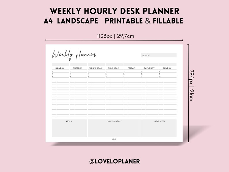 Weekly Hourly Planner Printable Weekly Schedule Printable - Etsy