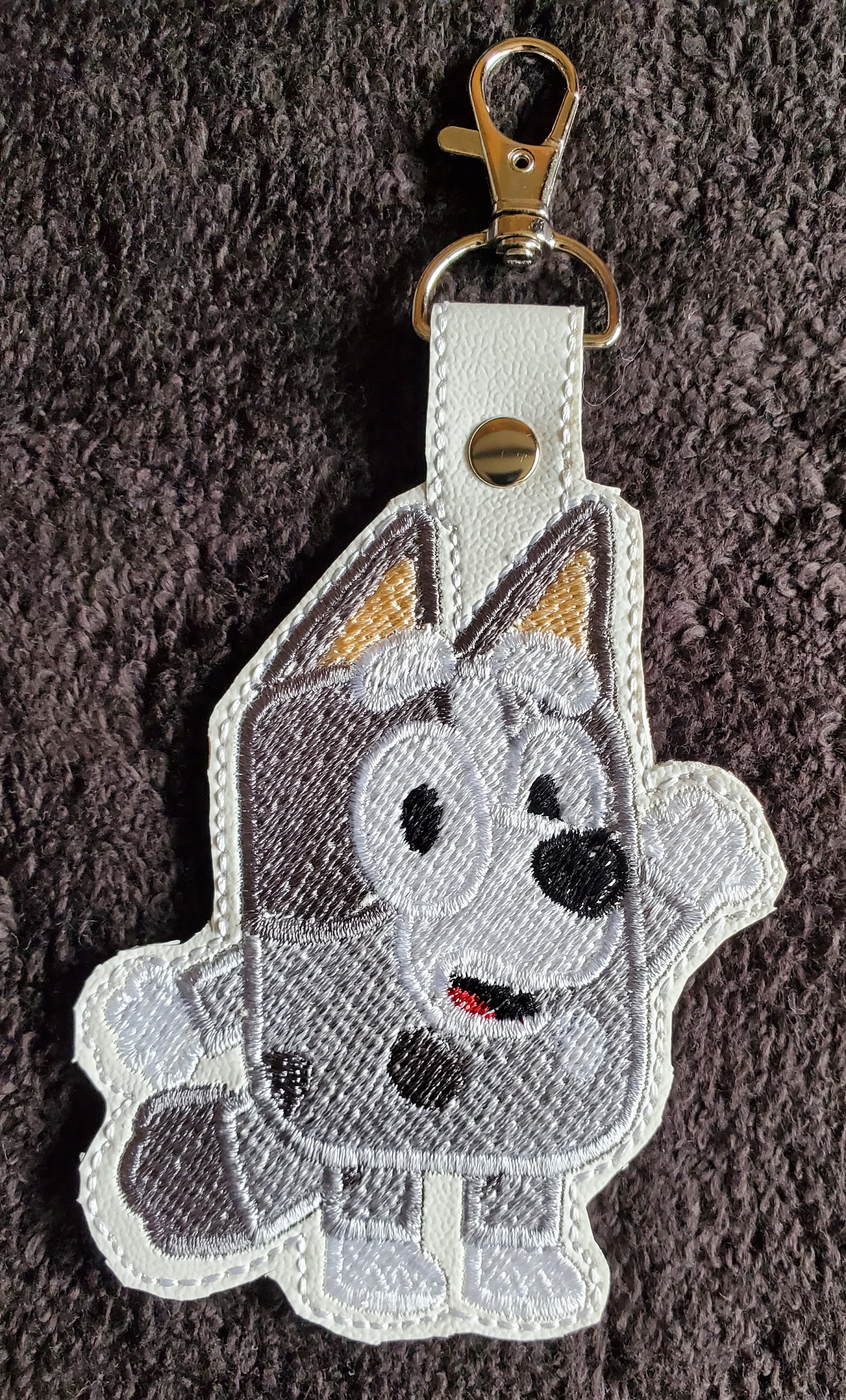 Inspired by Cartoon Blue Dog and Friends Fully Embroidered Key Fobs - Etsy