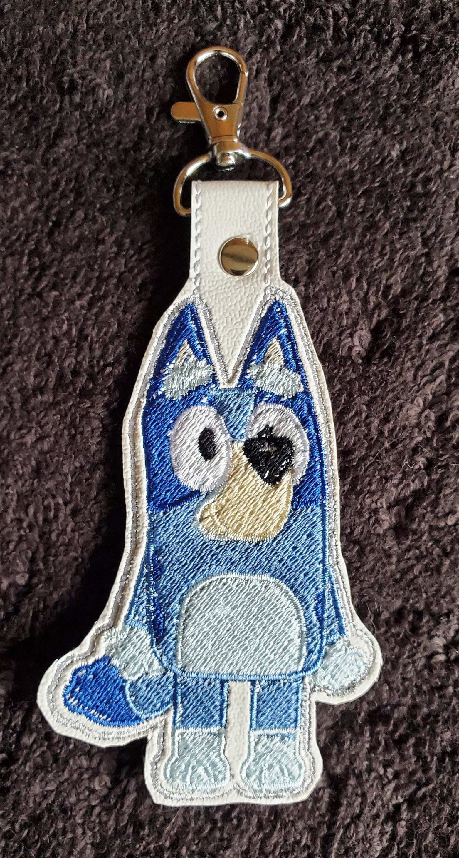 Inspired by Cartoon Blue Dog and Friends Fully Embroidered Key Fobs - Etsy