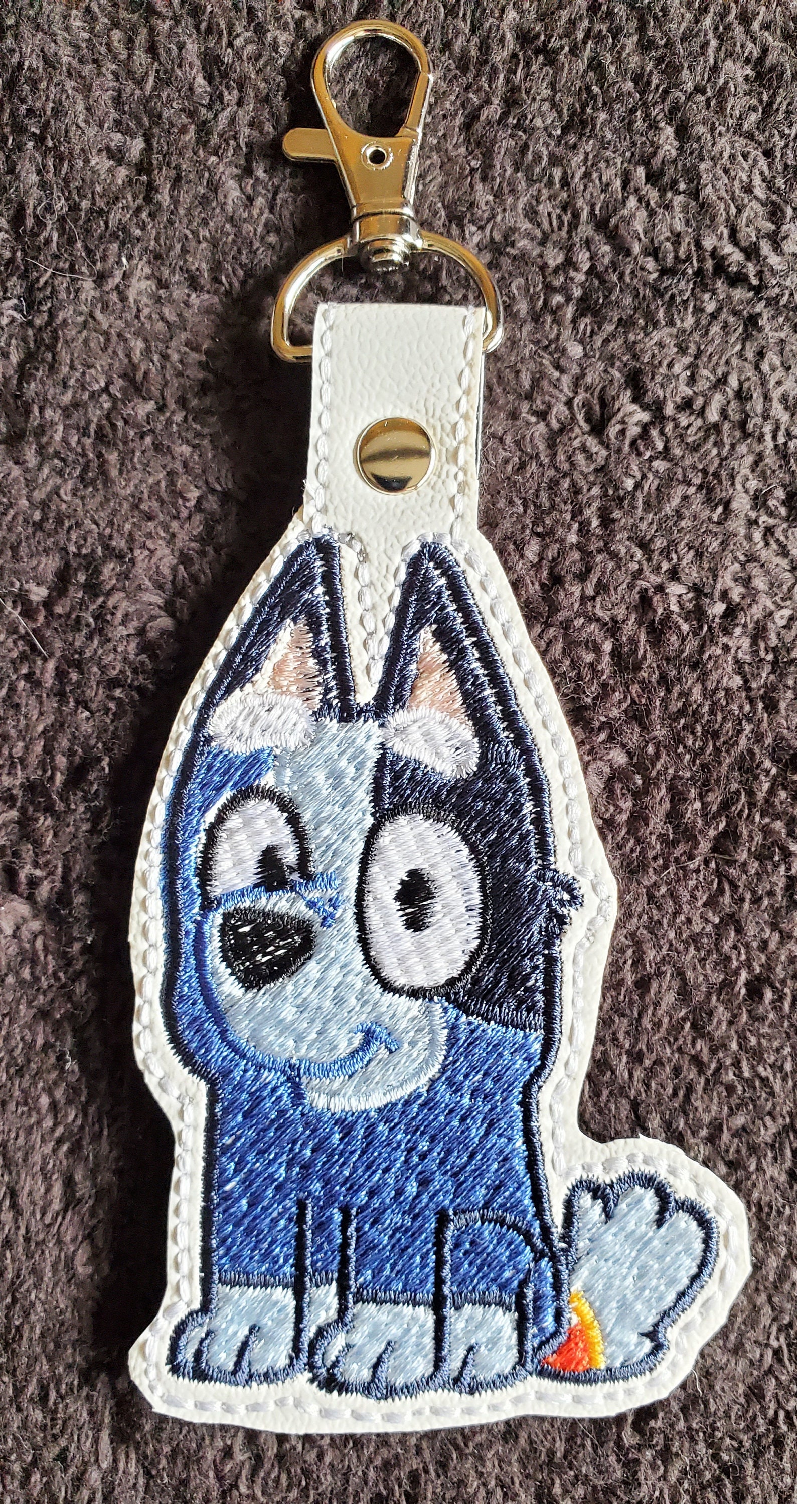 Inspired by Cartoon Blue Dog and Friends Fully Embroidered Key Fobs - Etsy