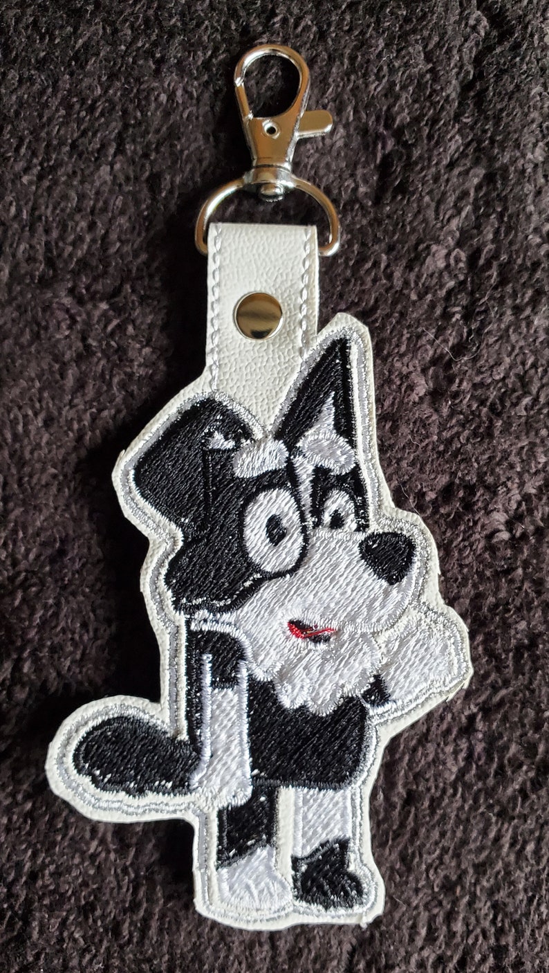 Inspired by Cartoon Blue Dog and Friends Fully Embroidered Key Fobs. - Etsy
