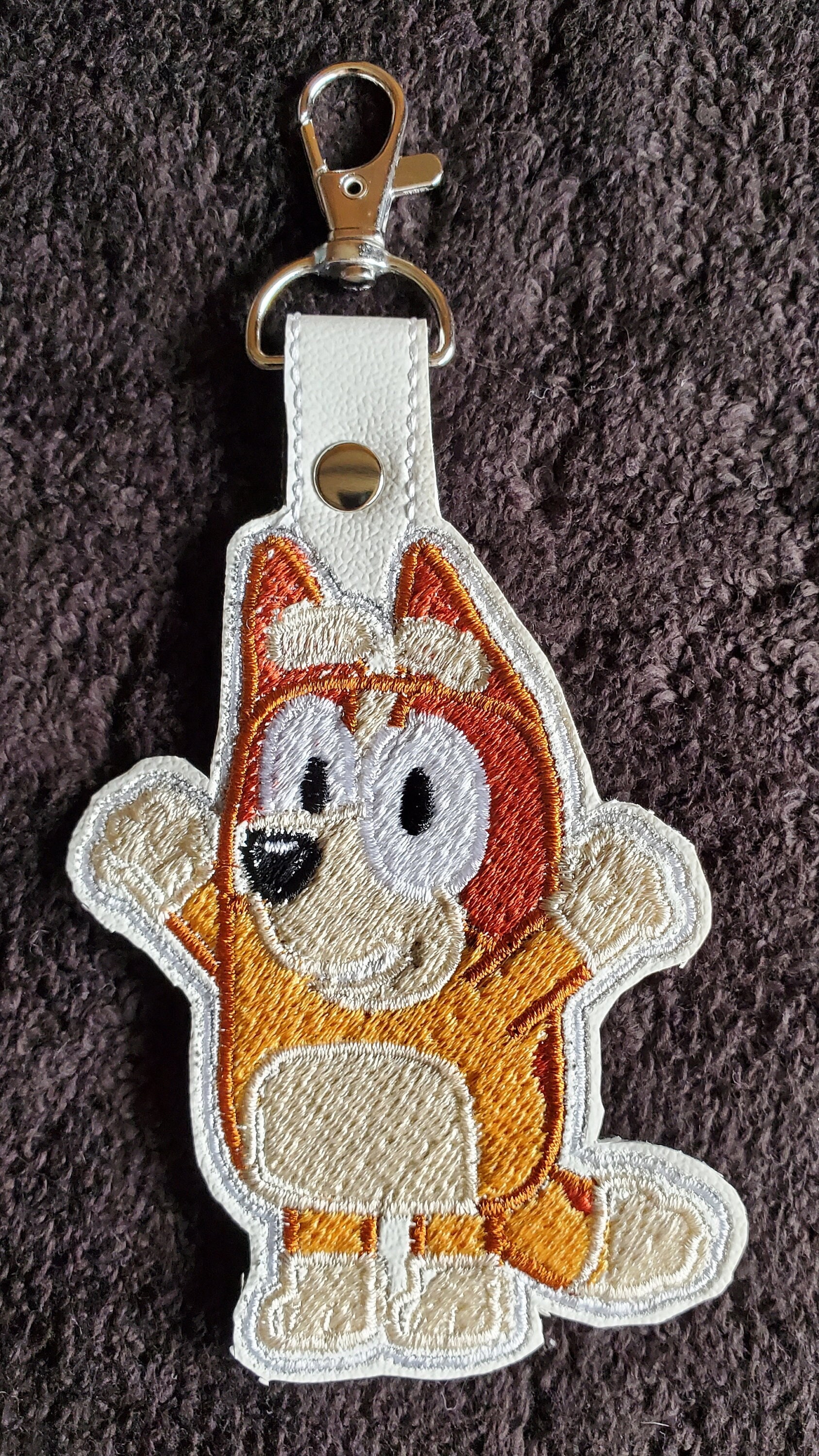 Inspired by Cartoon Blue Dog and Friends Fully Embroidered Key Fobs - Etsy