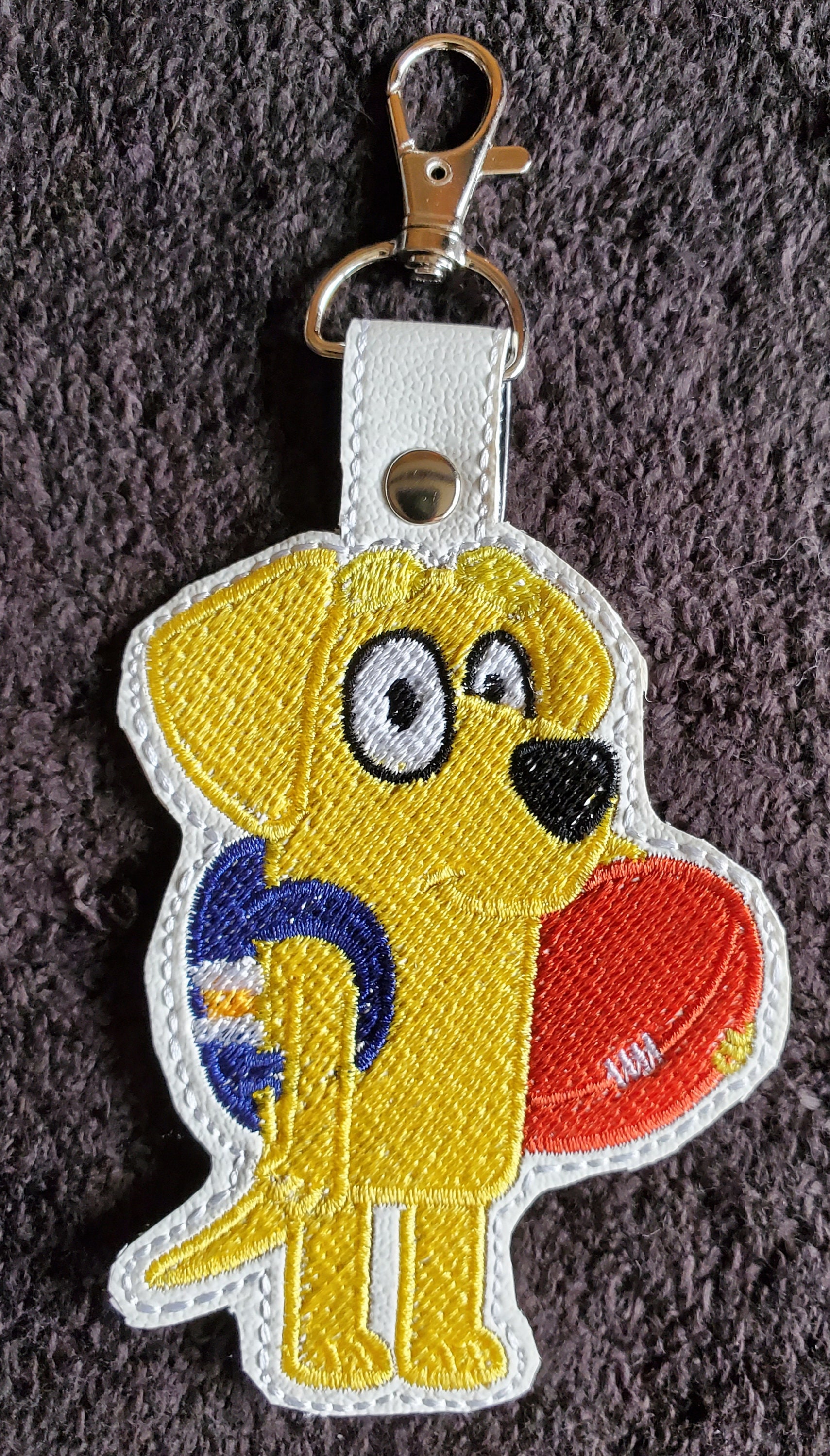 Inspired by Cartoon Blue Dog and Friends Fully Embroidered Key Fobs - Etsy