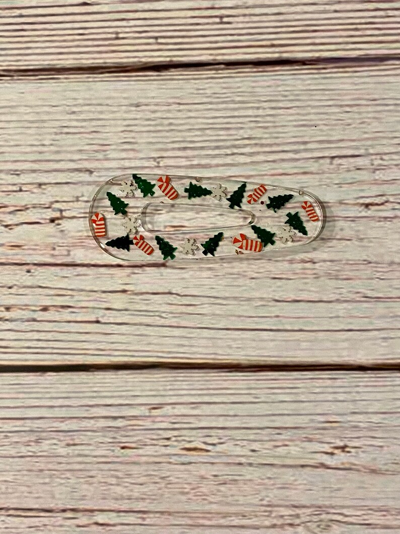 Christmas Resin Hair Clip, Christmas Glitter Barrette, Glitter Hairpin ...