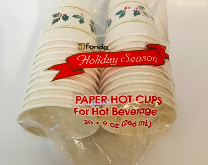 20 Vintage Christmas Fonda 1980s Paper Cups NIP, Vintage Christmas ...