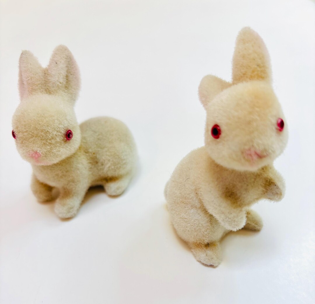 Two 1960s Vintage Flocked Velvet 2.5 Inch Bunny Rabbits for Easter - Etsy
