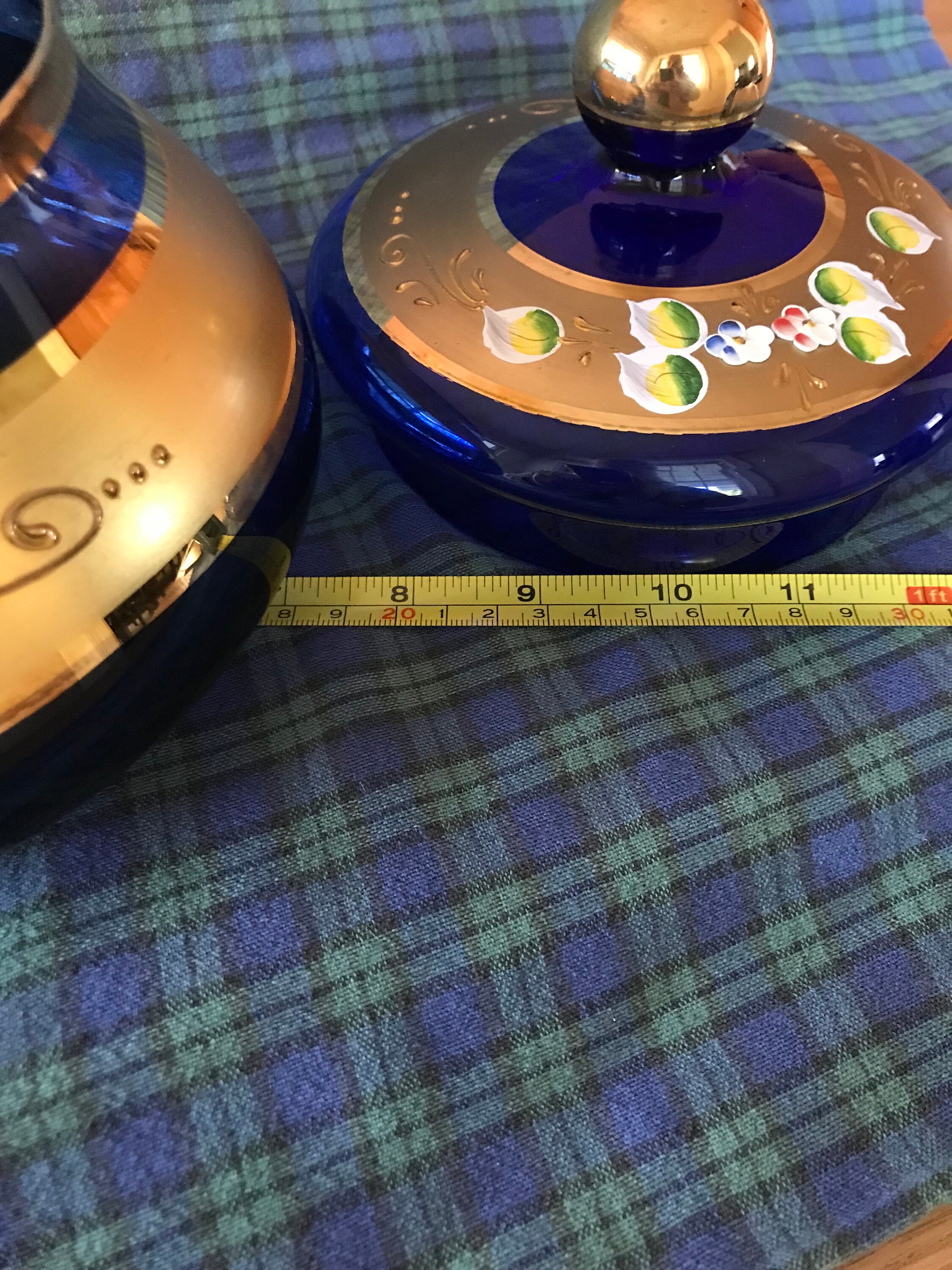 Vintage Bohemian Czech Cobalt Blue Pot With Lid and Gold - Etsy