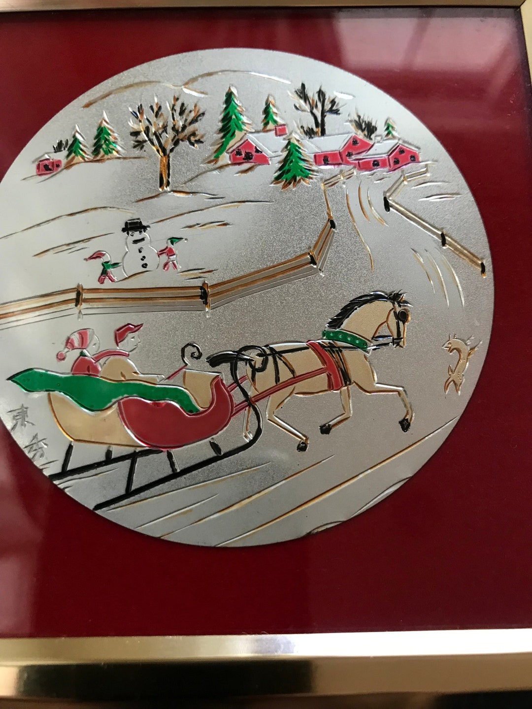 Vintage Japan Christmas Himark Gold Framed Sleigh Ride Print , Vintage ... Vintage Japan Christmas Himark Gold Framed Sleigh Ride Print , Vintage ...