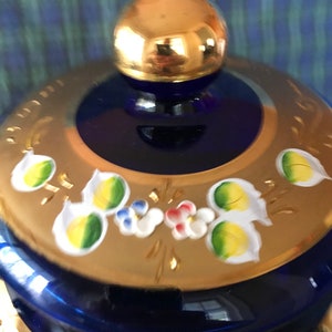 Vintage Bohemian Czech Cobalt Blue Pot With Lid and Gold - Etsy