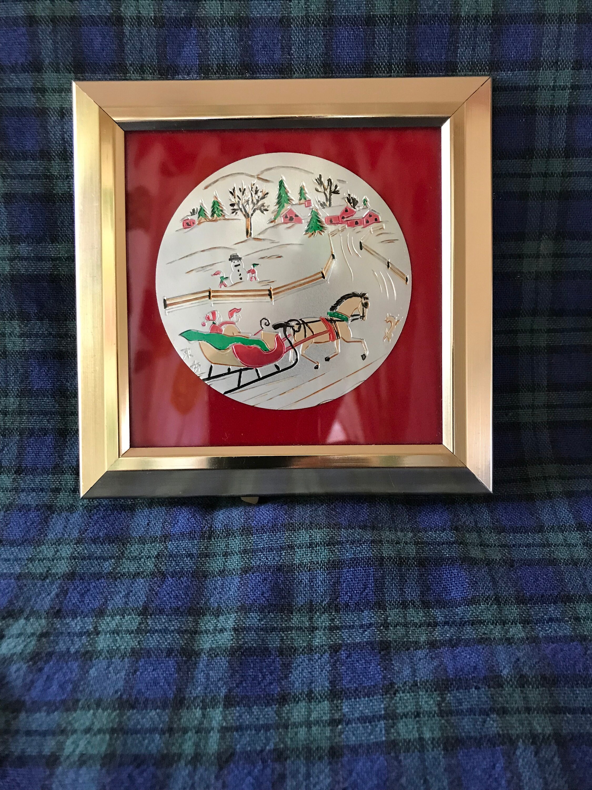 Vintage Japan Christmas Himark Gold Framed Sleigh Ride Print , Vintage ... Vintage Japan Christmas Himark Gold Framed Sleigh Ride Print , Vintage ...