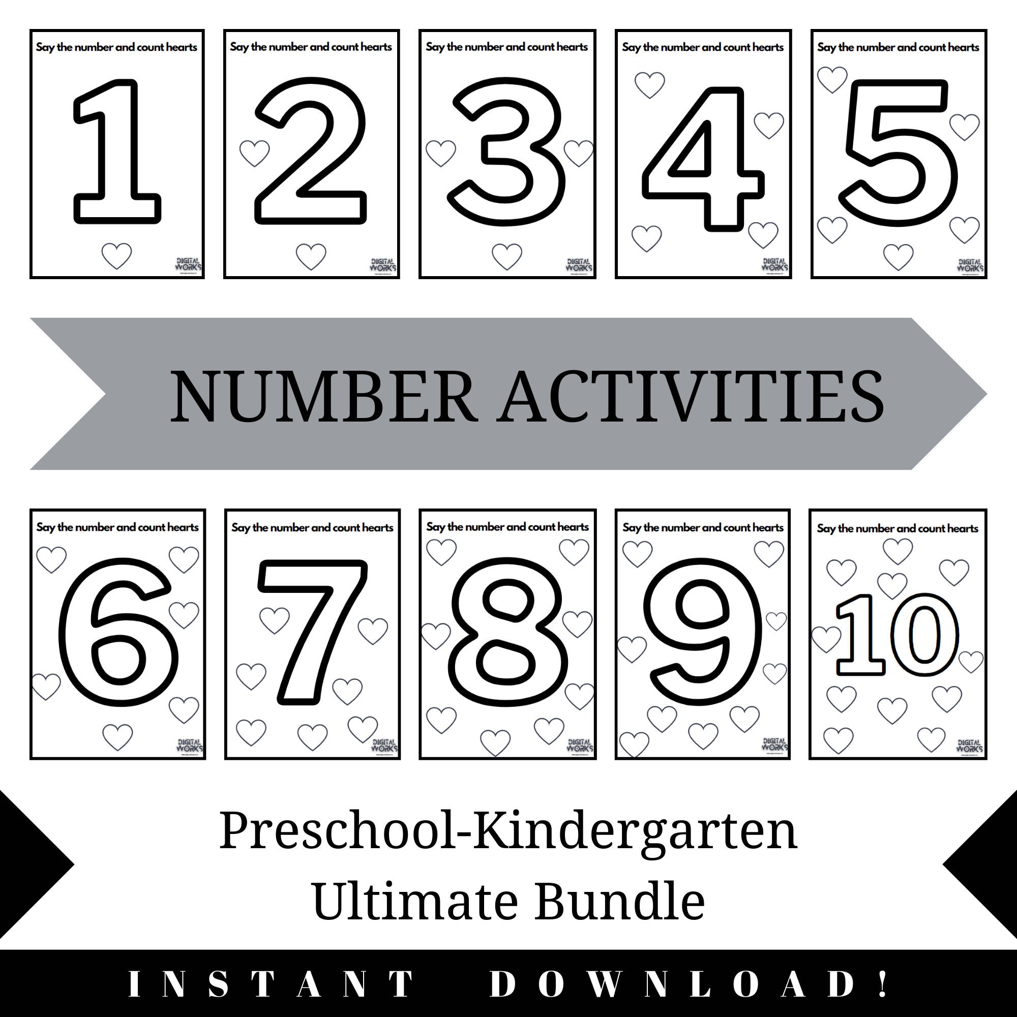 Preschool Number Toddler Learning Worksheets Instant Download ...