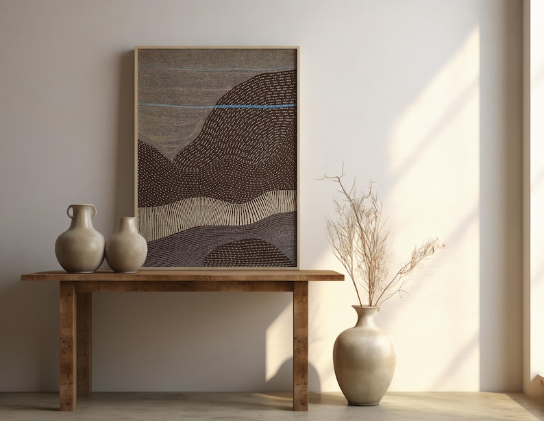 Brown and Cream Abstract Landscape Wall Art | Textured Pattern – Fine ...