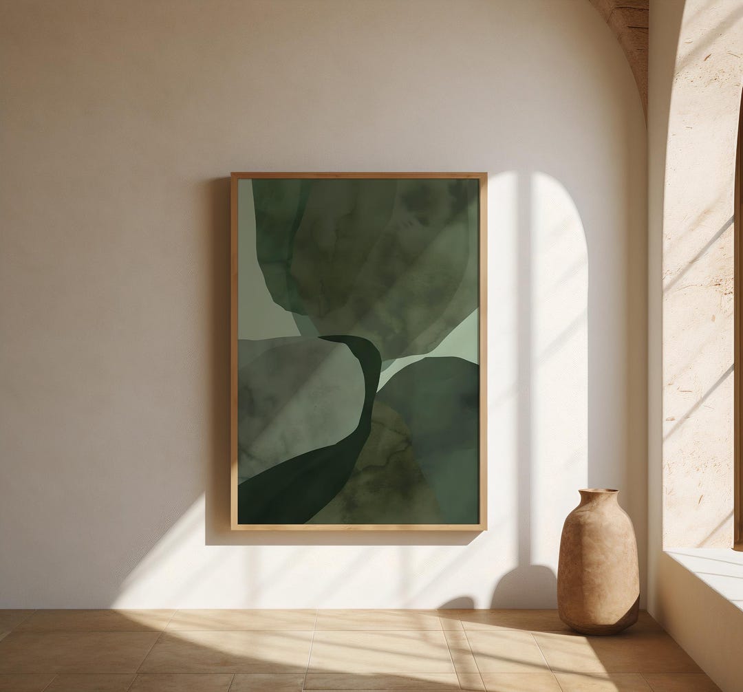 Deep Green Organic Abstract Wall Art | Fine Art Poster - Etsy