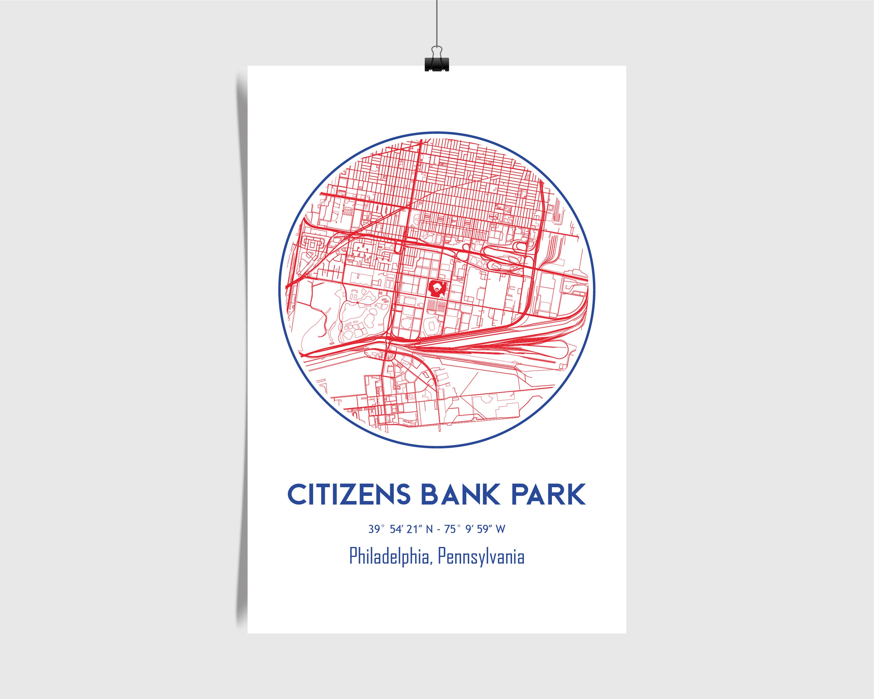 Philadelphia Map Phillies Ballpark Citizens Bank Park Wall - Etsy