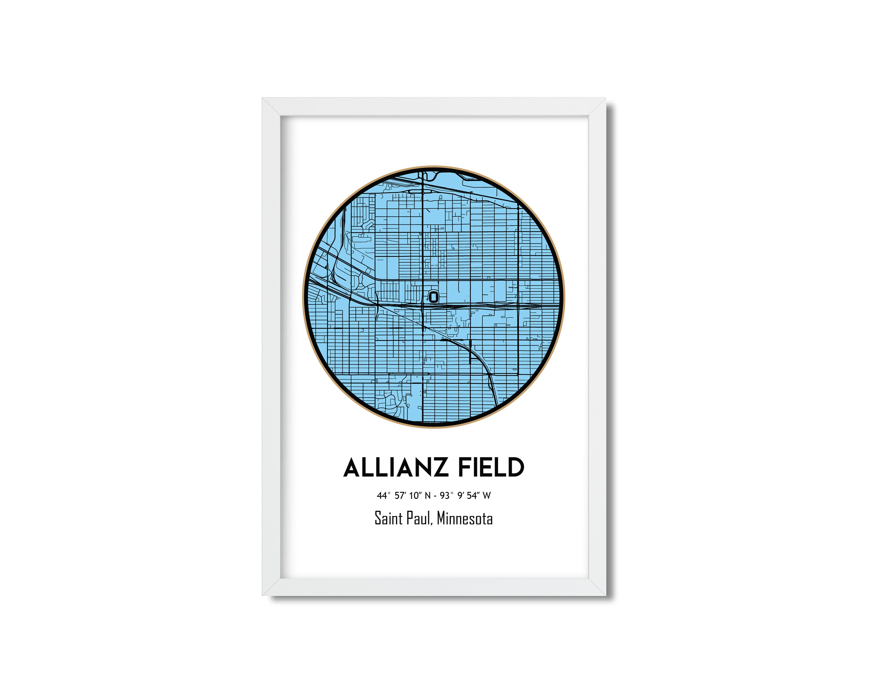 Allianz Field Map, Minnesota United FC, Sports Fan Gift, Football ...