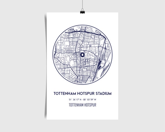 Tottenham Hotspur Stadium Map Premier League United | Etsy