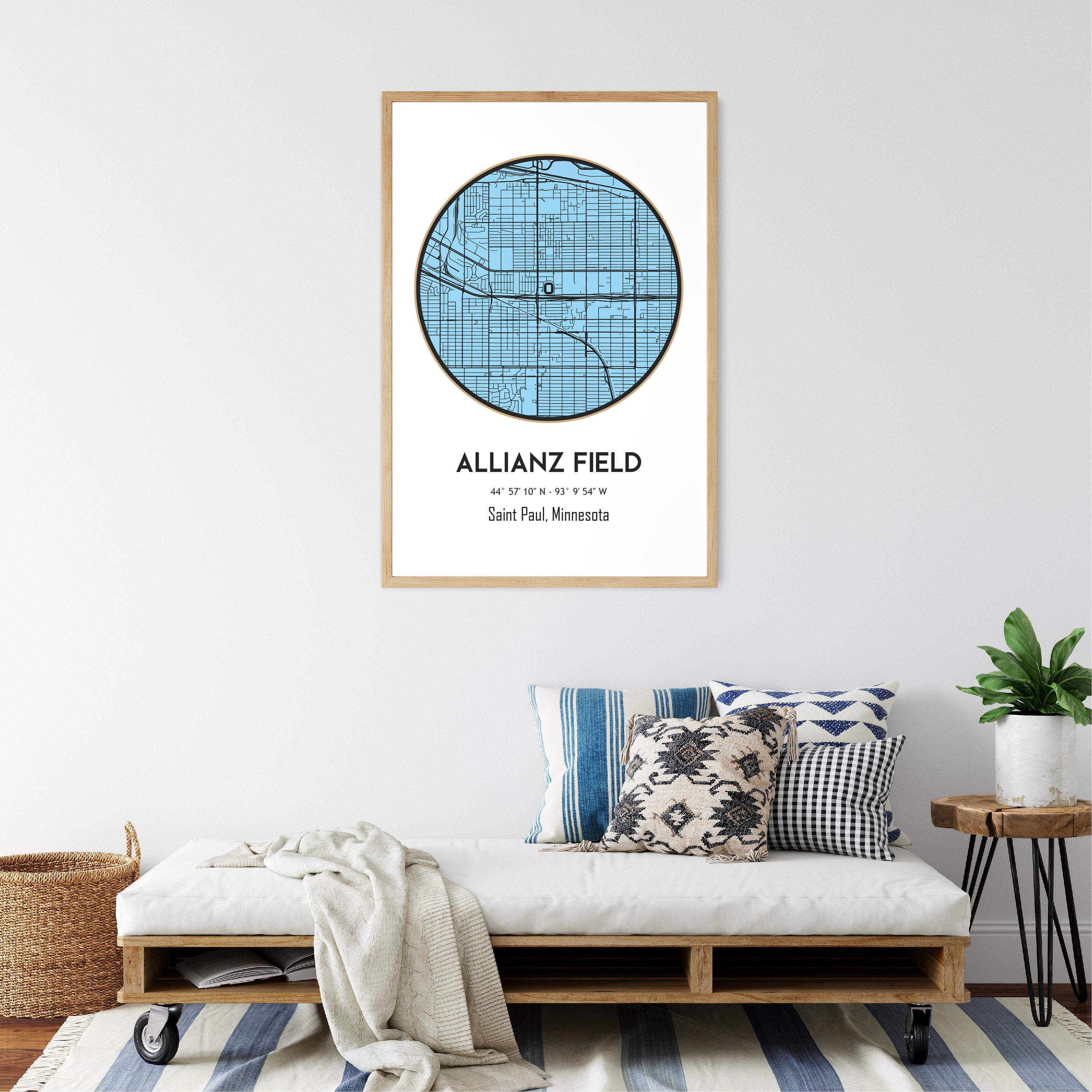 Allianz Field Map, Minnesota United FC, Sports Fan Gift, Football ...