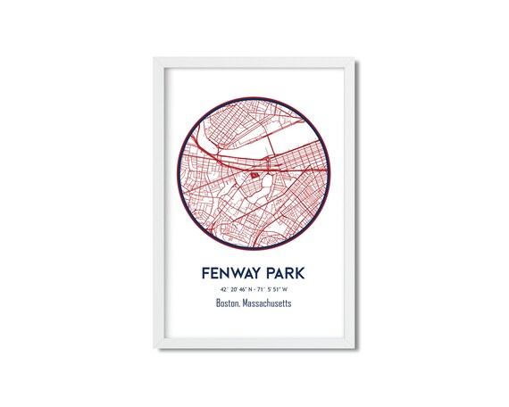 Fenway Park Map Fenway Park Print Boston Red Sox Baseball | Etsy