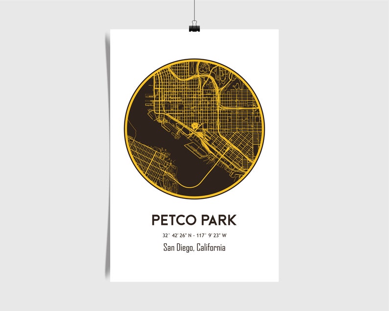 Petco Park San Diego Padres MLB Stadium Map Baseball Art | Etsy