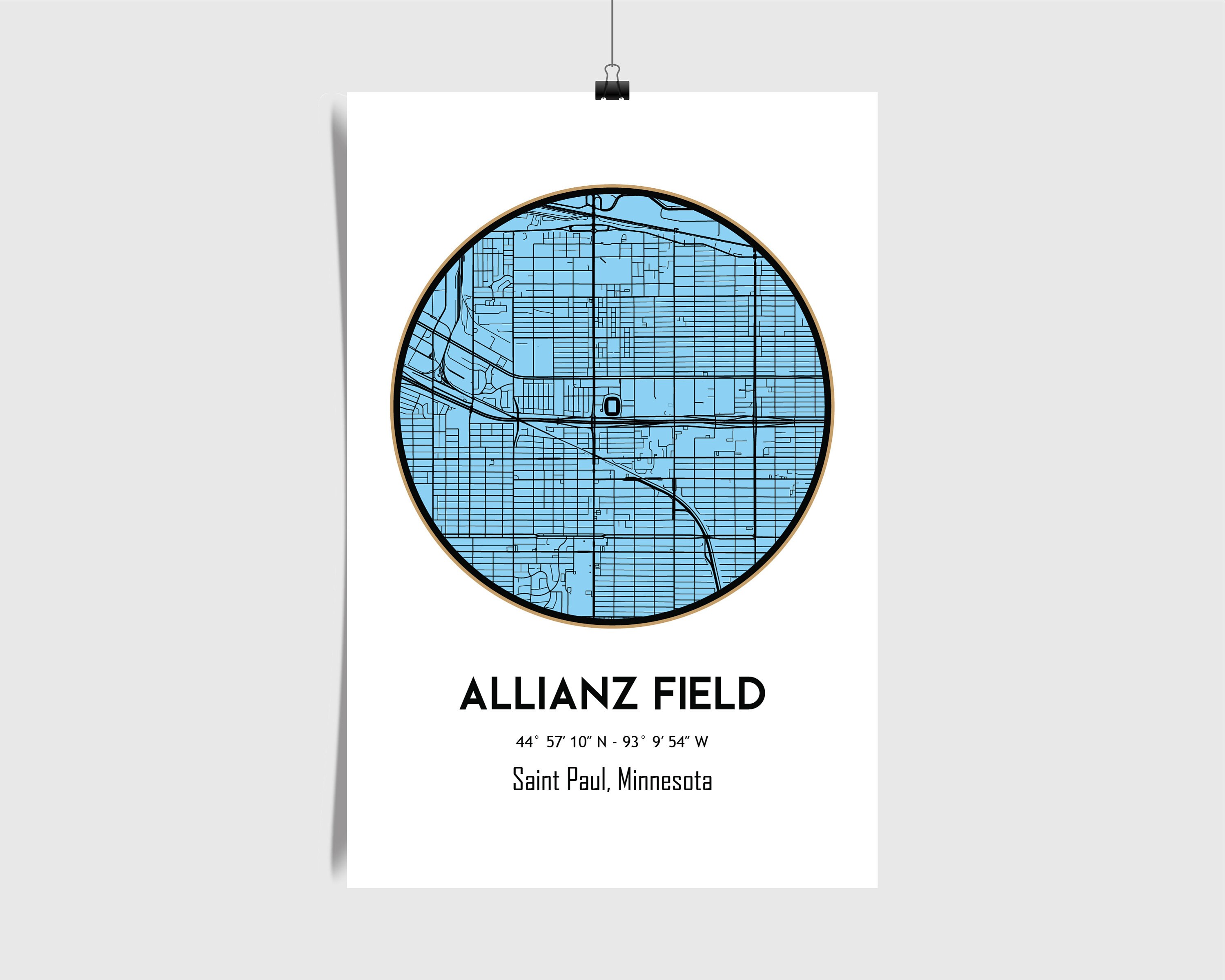 Allianz Field Map, Minnesota United FC, Sports Fan Gift, Football ...