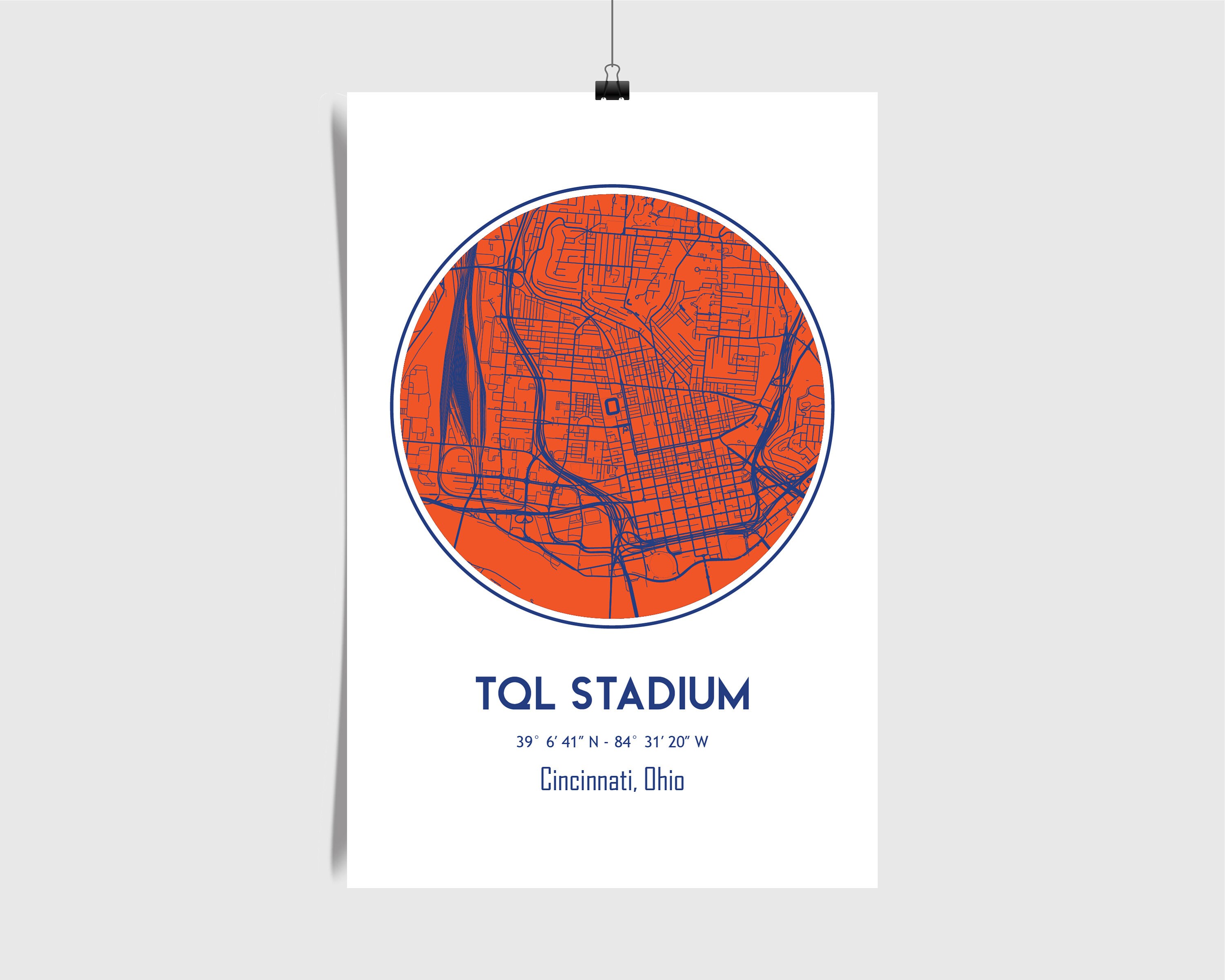 TQL Stadium Map, FC Cincinnati, Sports Fan Gift, Football Poster, Major ...