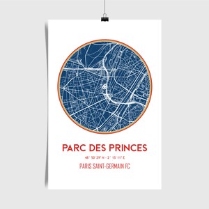 Parc Des Princes Map, Paris Saint-germain, PSG French Football, Soccer ...