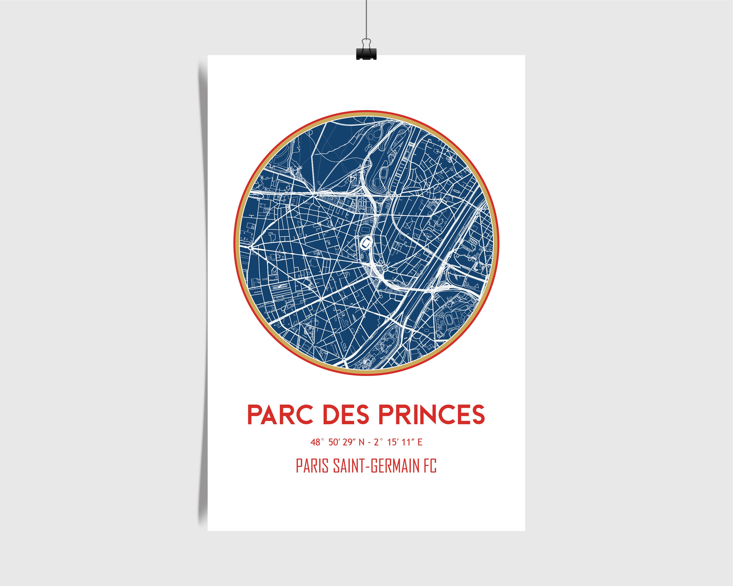 Parc Des Princes Map, Paris Saint-germain, PSG French Football, Soccer ...