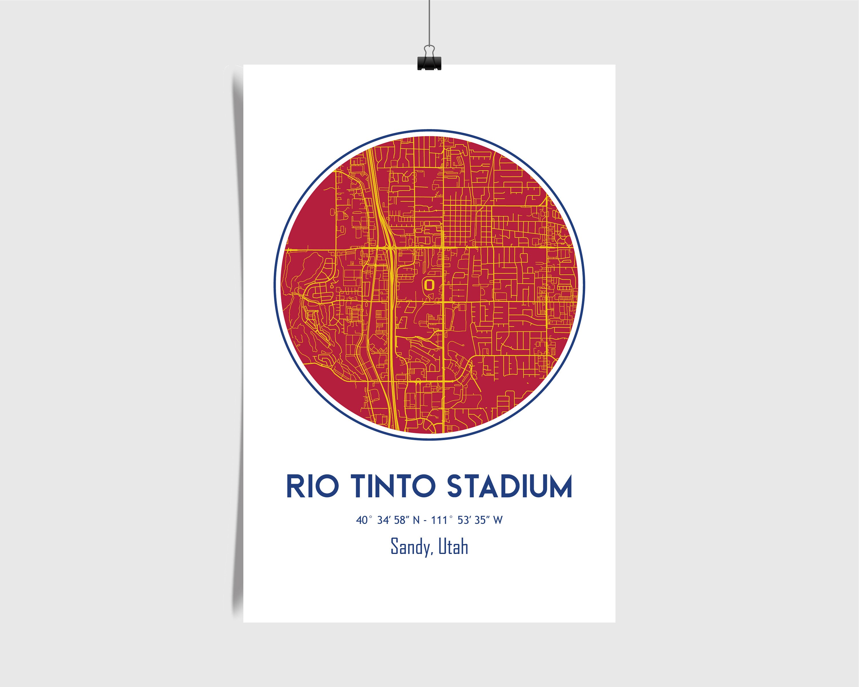 Rio Tinto Stadium Map, Real Salt Lake, Sandy Utah, Sports Fan Gift ...