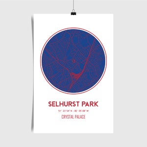 Selhurst Park, Crystal Palace, English Football, London Map, EPL Poster ...