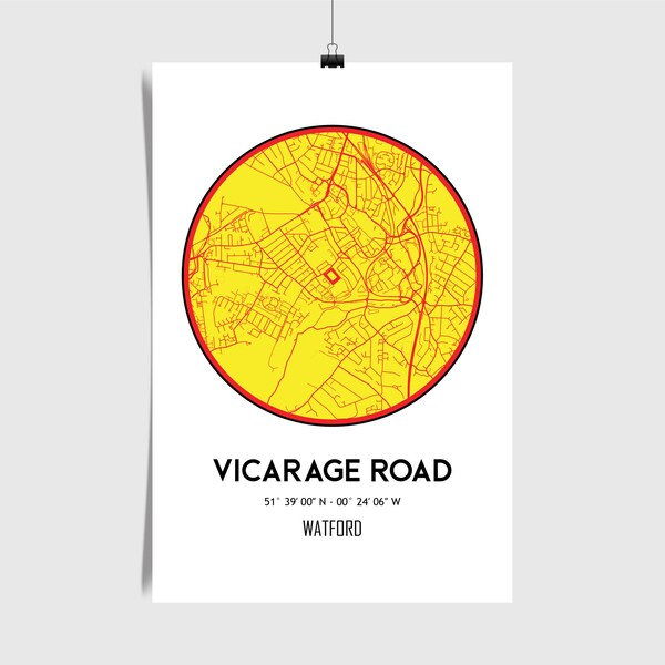 Watford Stadium Map Art - Etsy