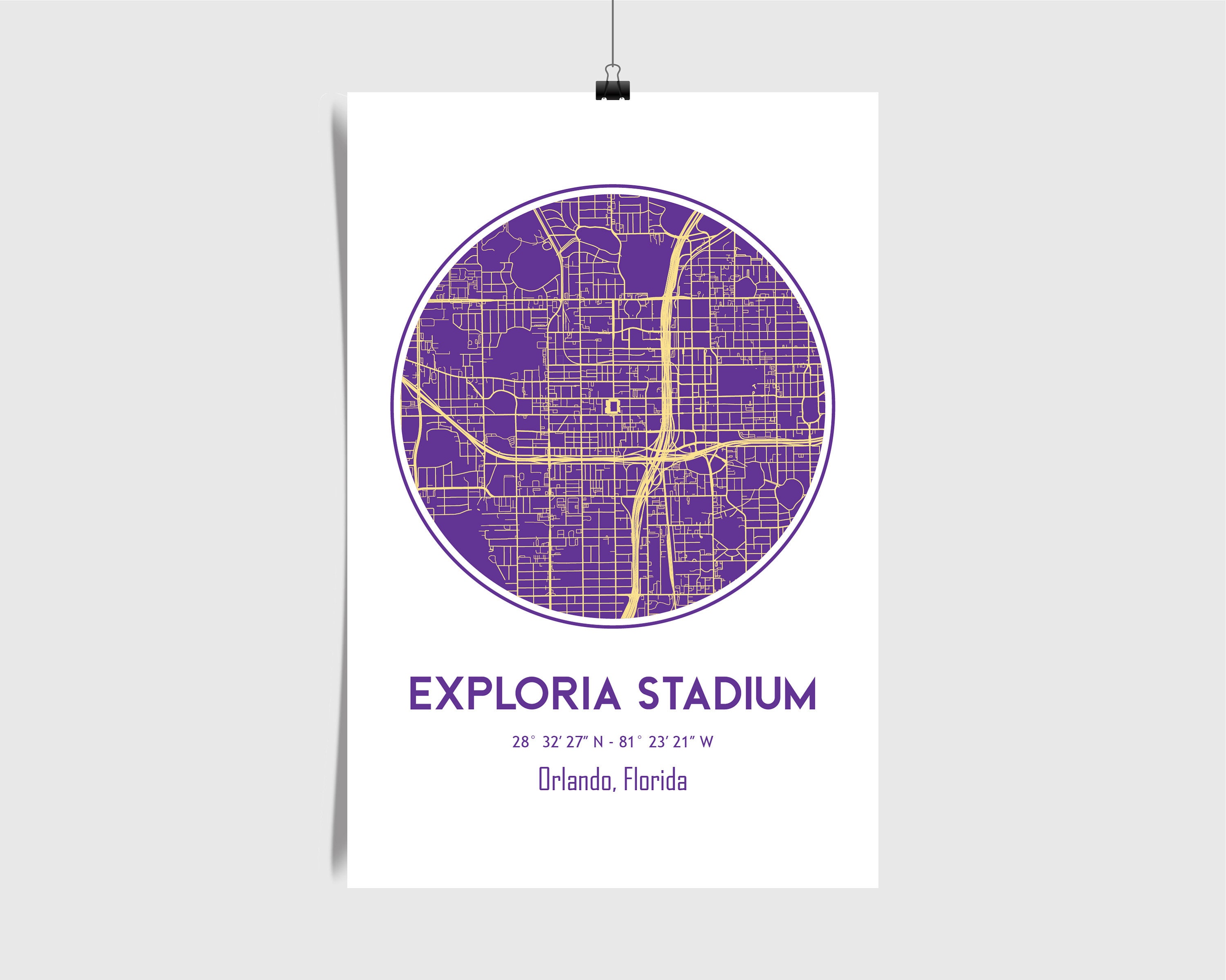 Exploria Stadium Map, Orlando City SC, Sports Fan Gift, Football Poster ...