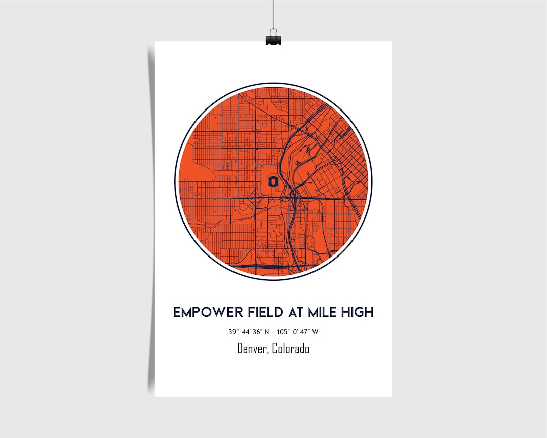 Empower Field at Mile High Denver Broncos NFL Stadium Map - Etsy