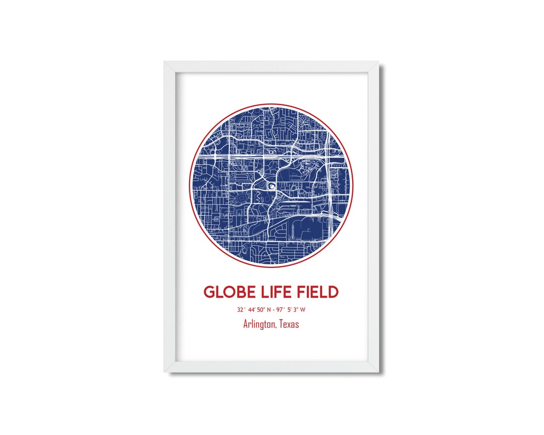 Globe Life Field Map, Rangers Baseball, Texas Rangers Print, Texas ...