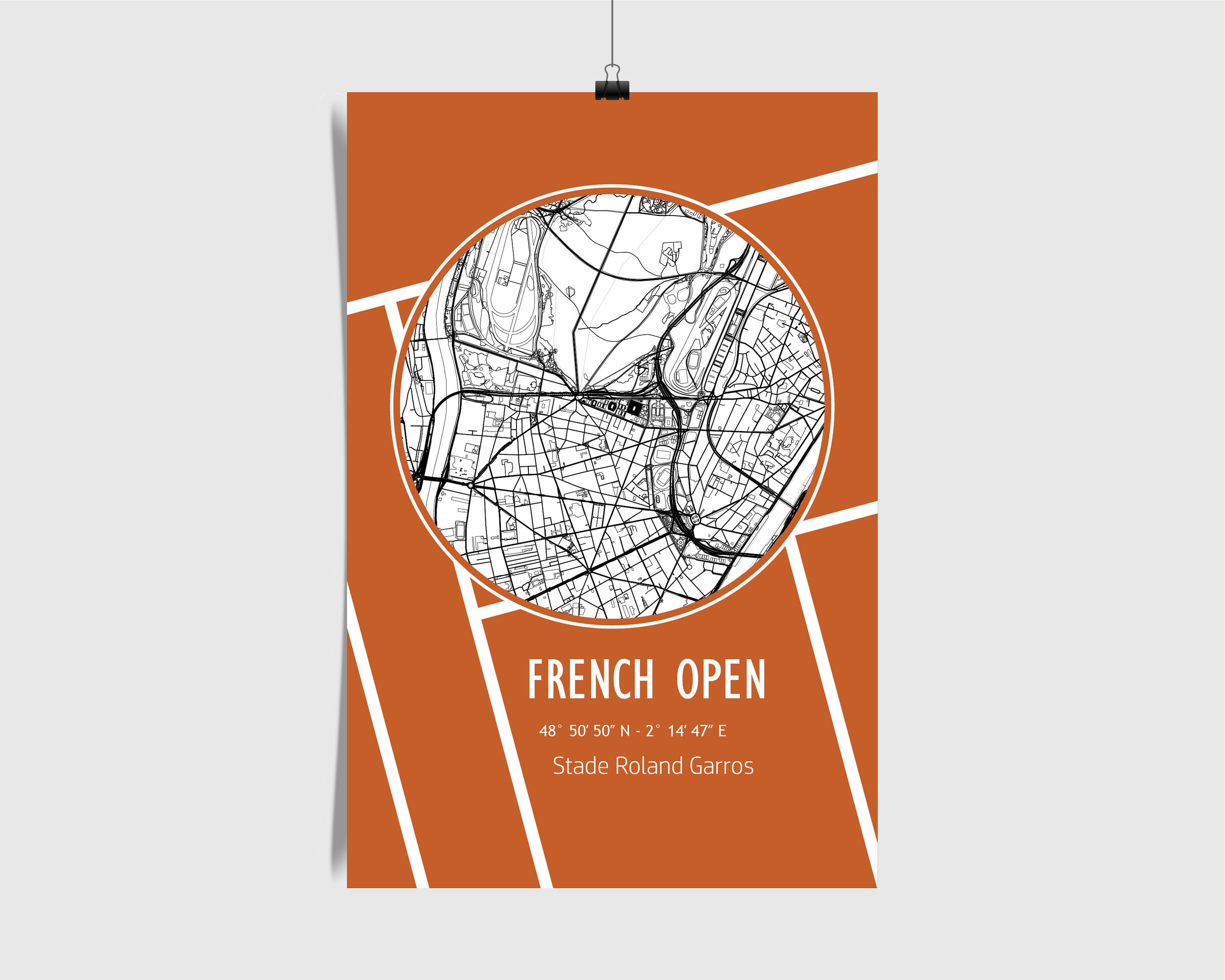 Roland Garros Map French Open Map Paris Map France French - Etsy