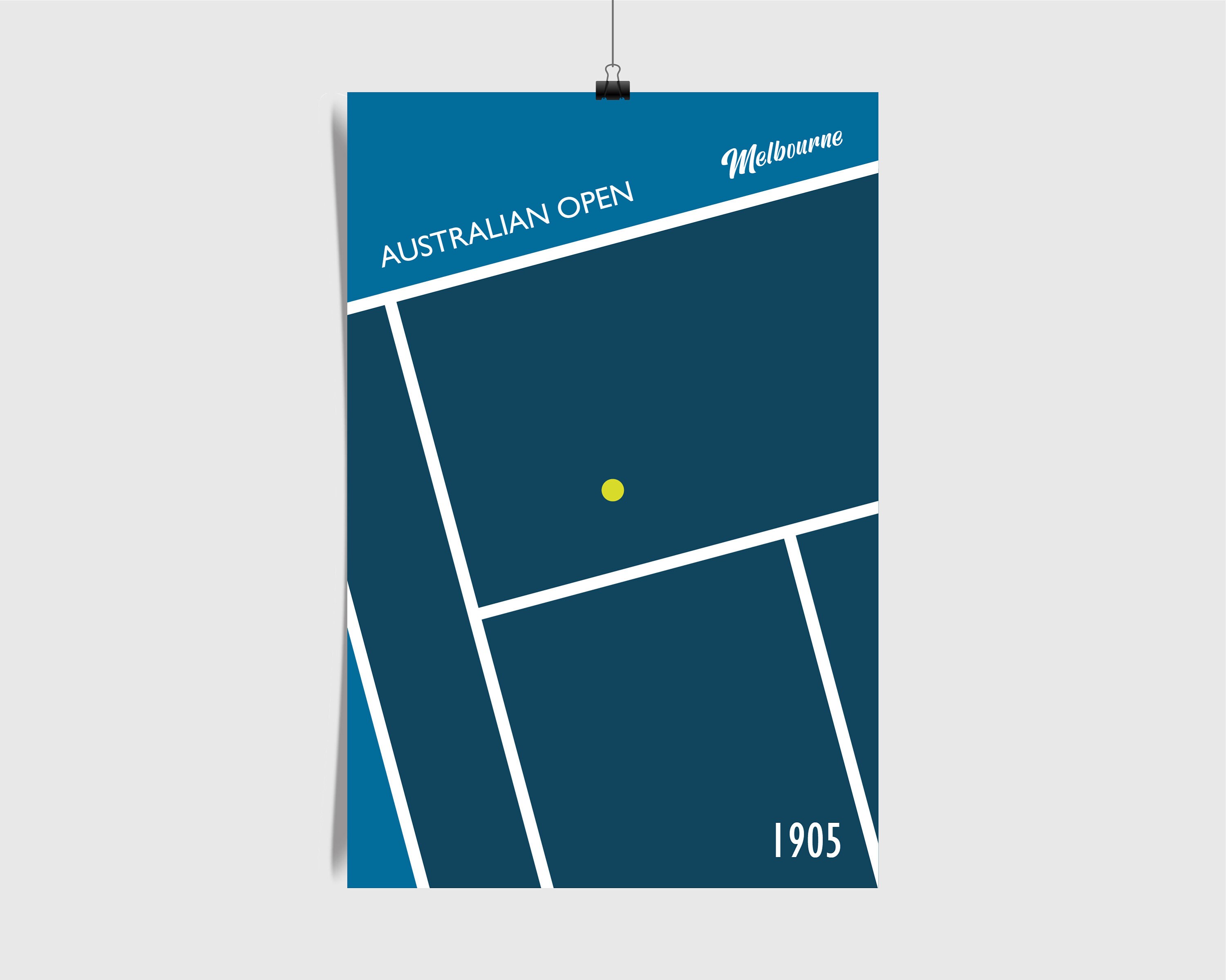 Australian Open Art, Minimalist Sports, Grand Slam Wall Art, Poster ...