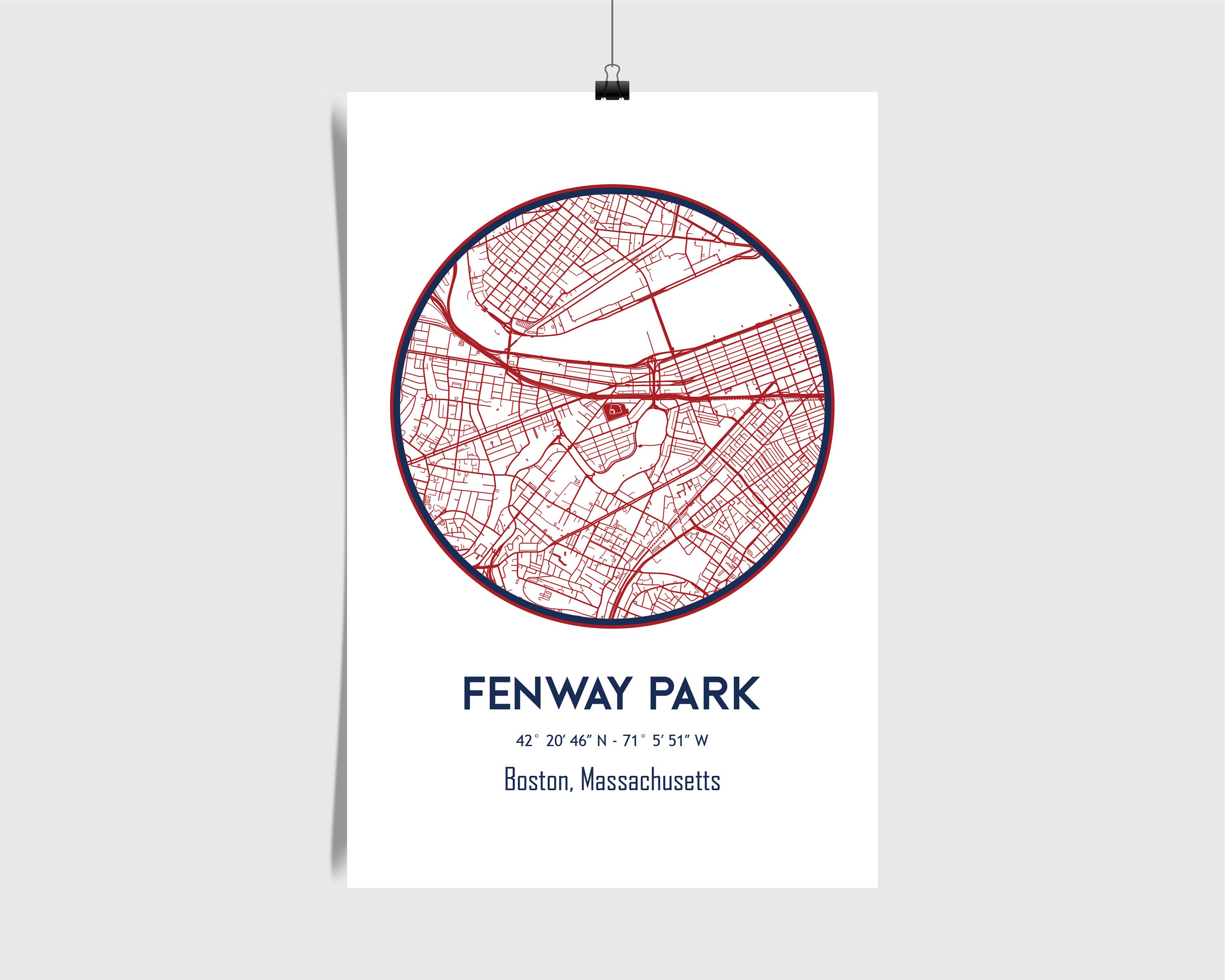 Fenway Park Map, Fenway Park Print, Boston Red Sox, Baseball Fan Art ...