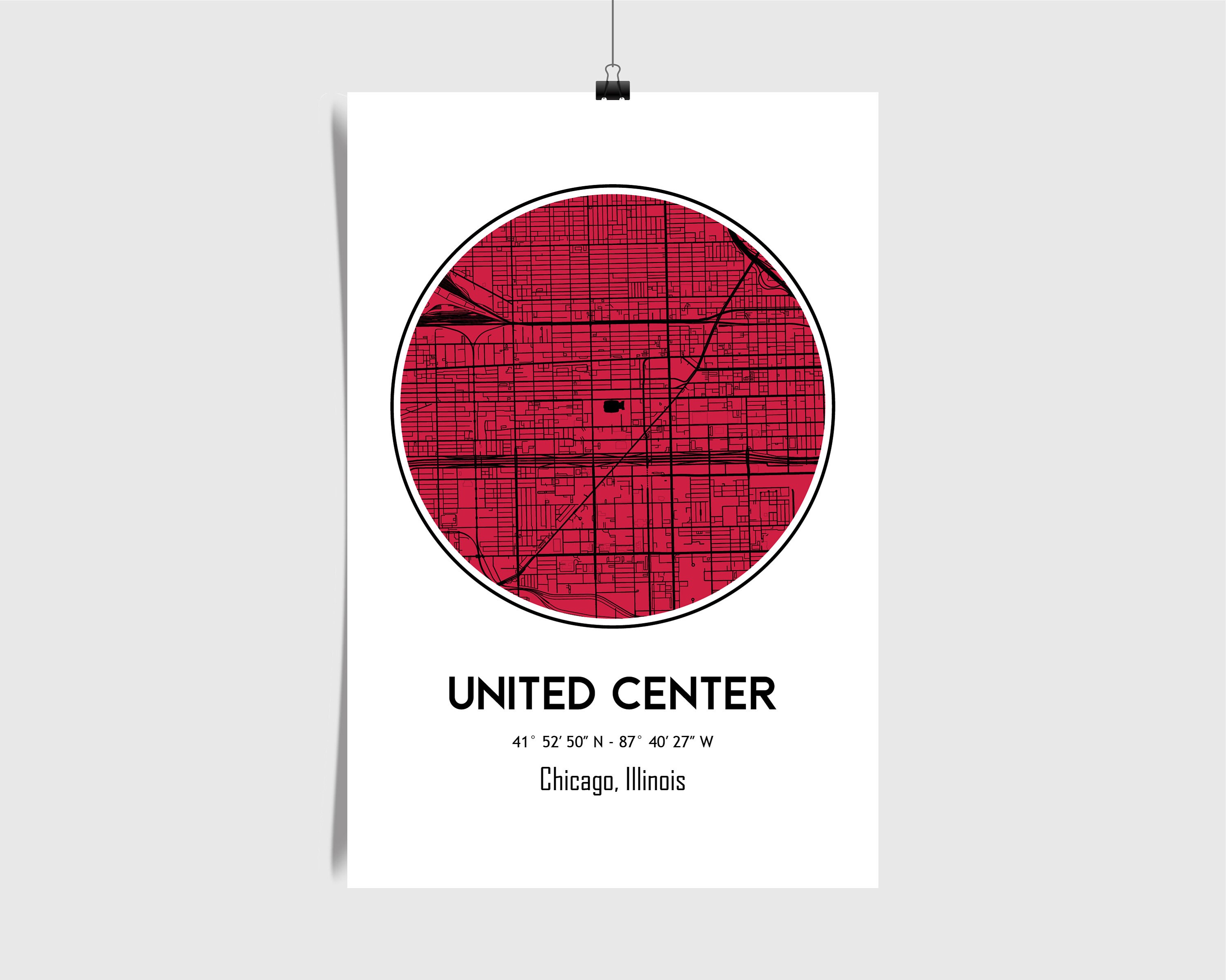 Chicago Bulls United Center Map Basketball Art Map Fan - Etsy