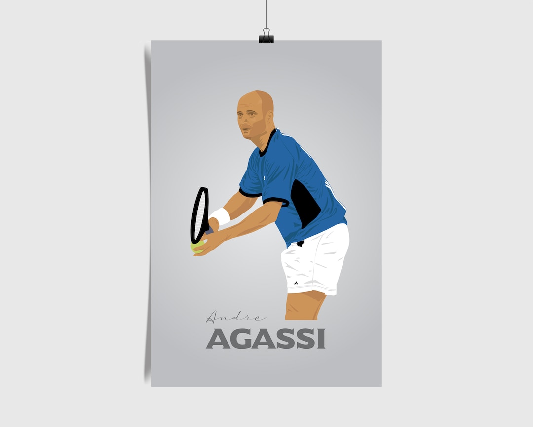 Andre Agassi Print, Grand Slam Art Man Tennis Player ATP Tennis Ranking ...