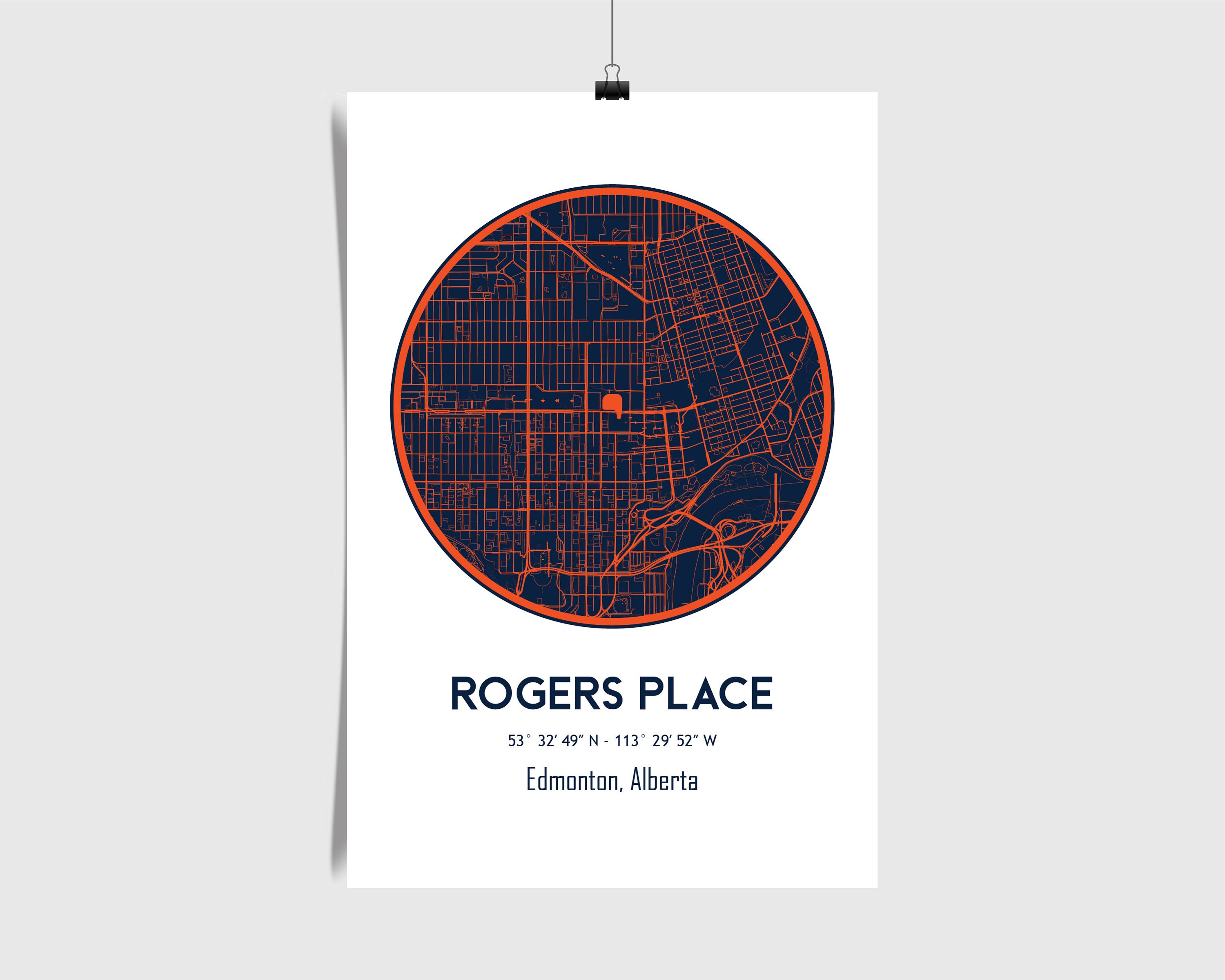 Edmonton Oilers Rogers Place Map NHL Ice Hockey Poster Ice Hockey Arena ...