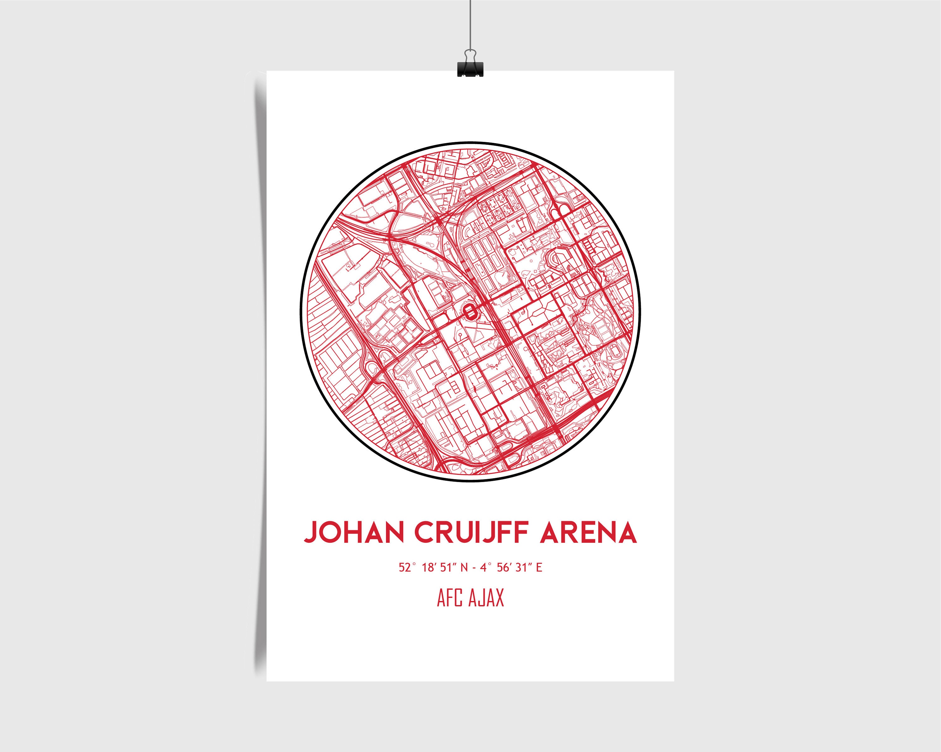 Johan Cruyff Arena Map Amsterdam Arena Ajax Ducth Football - Etsy